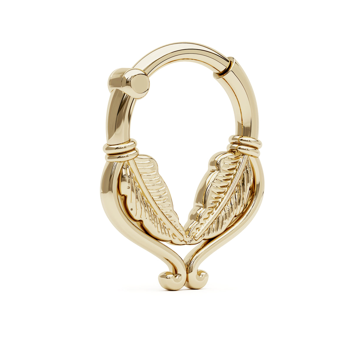 14K Gold Double Feather Daith Ring– Umanative