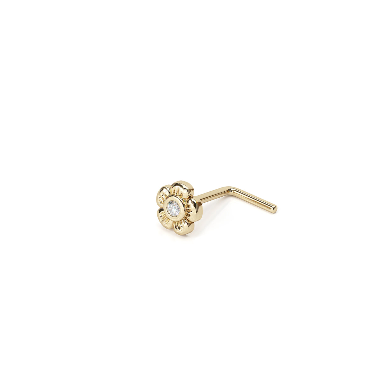 14K Gold Diamond Flower Nose Stud– Umanative