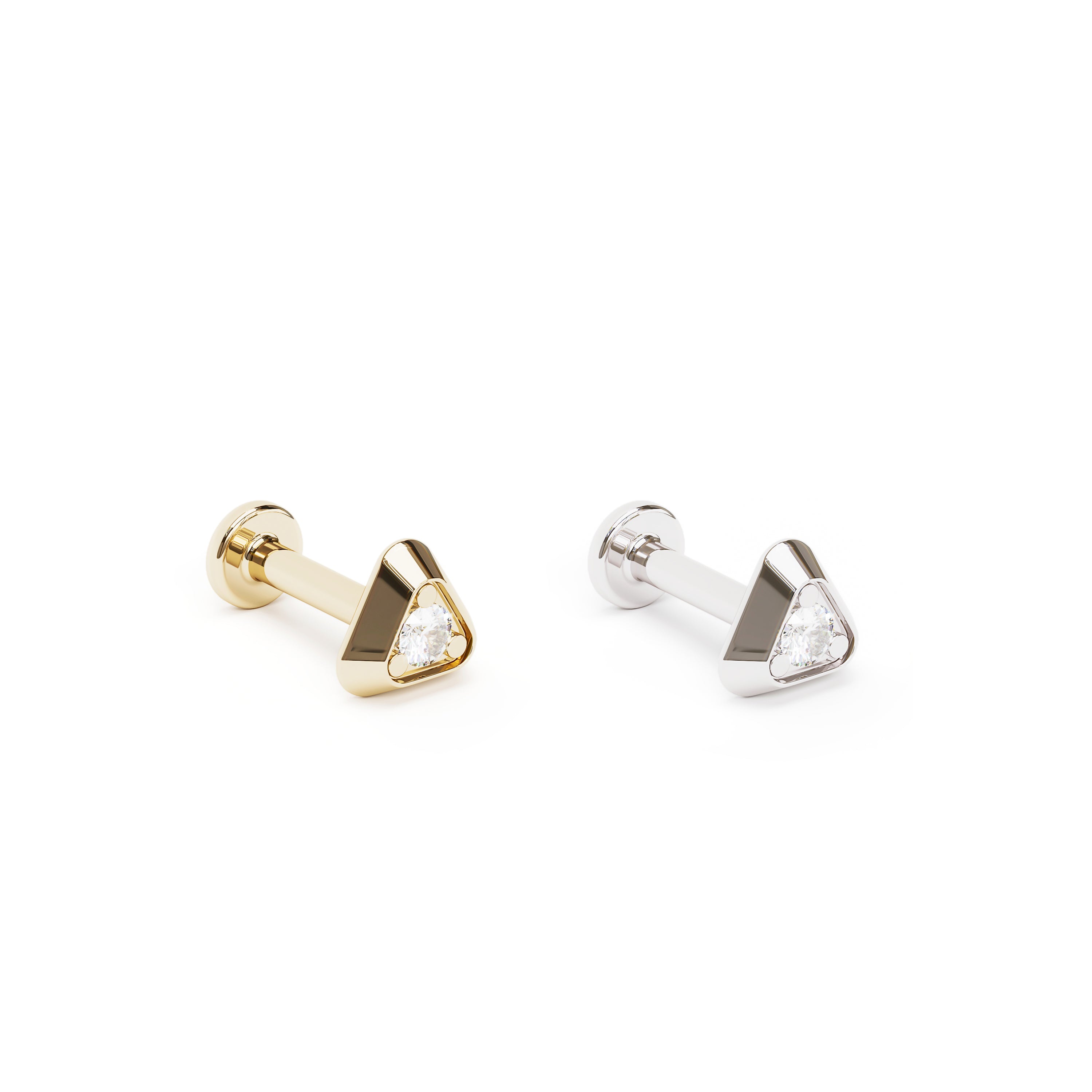 14K Gold Diamond Triangle Stud – Umanative